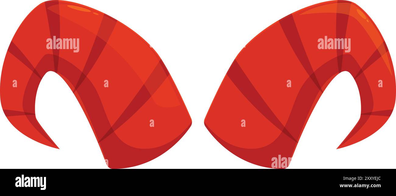 Red devil horns with stripes representing a threatening gesture Stock ...