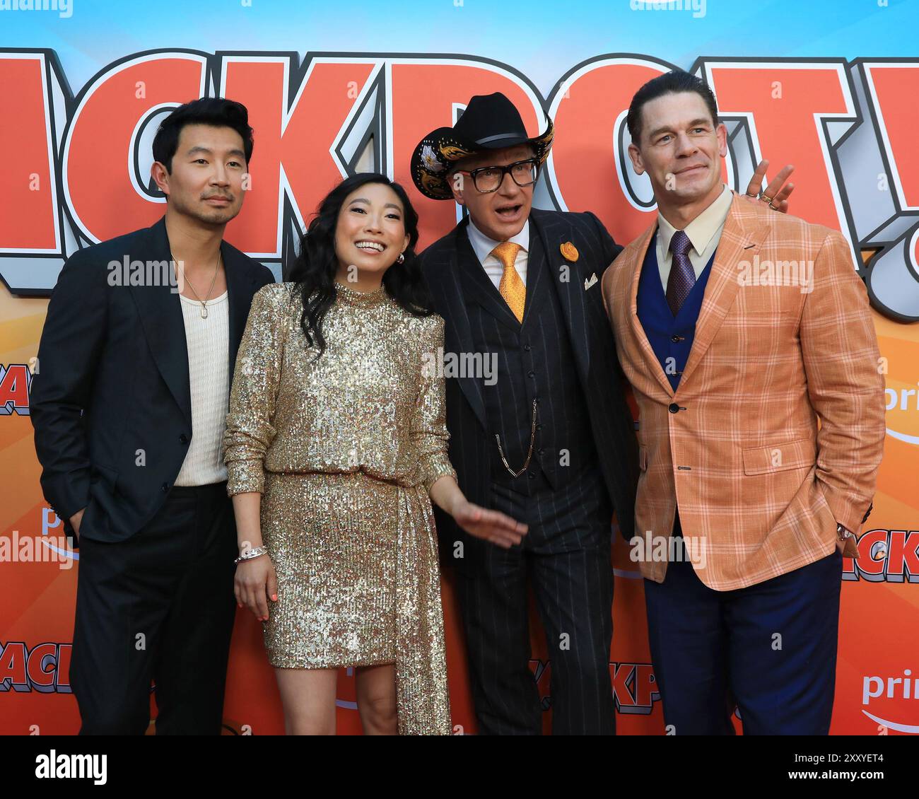 LOS ANGELES - AUG 13: Simu Liu, Awkwafina, Paul Feig, John Cena at the ...