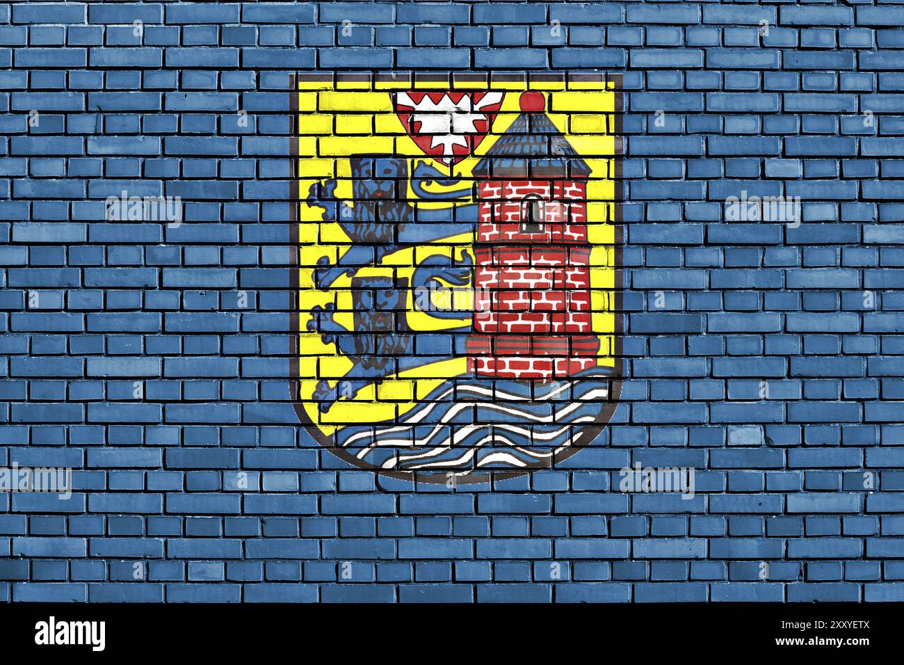 Flag of Flensburg painted on brick wall Stock Photo - Alamy