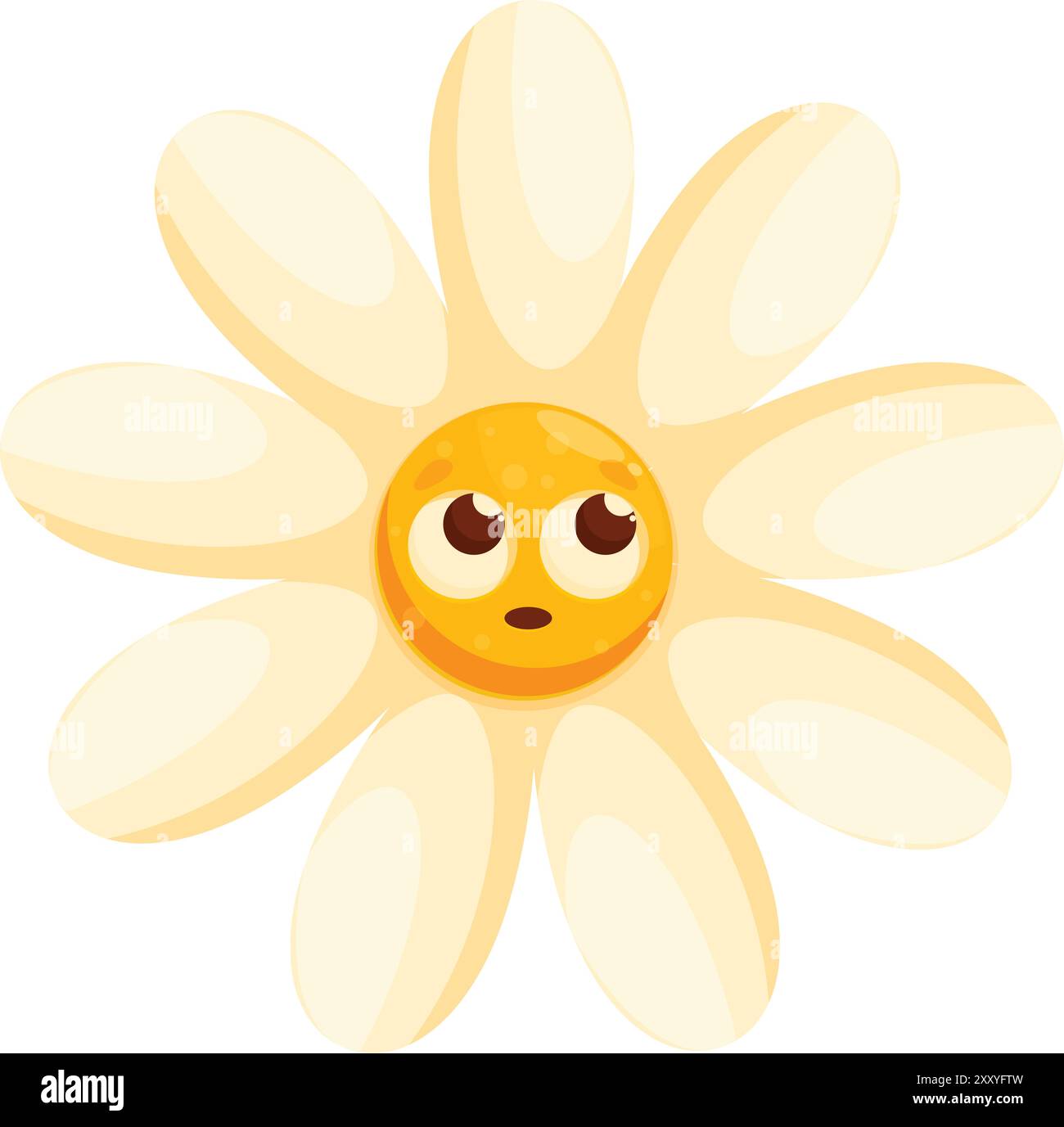 Cartoon illustration of a daisy flower showing a confused expression ...
