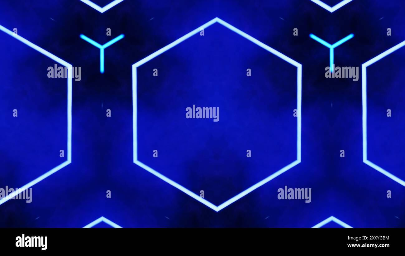 Futuristic hexagonal pattern with vibrant blue neon glow modern designs art illustration ...