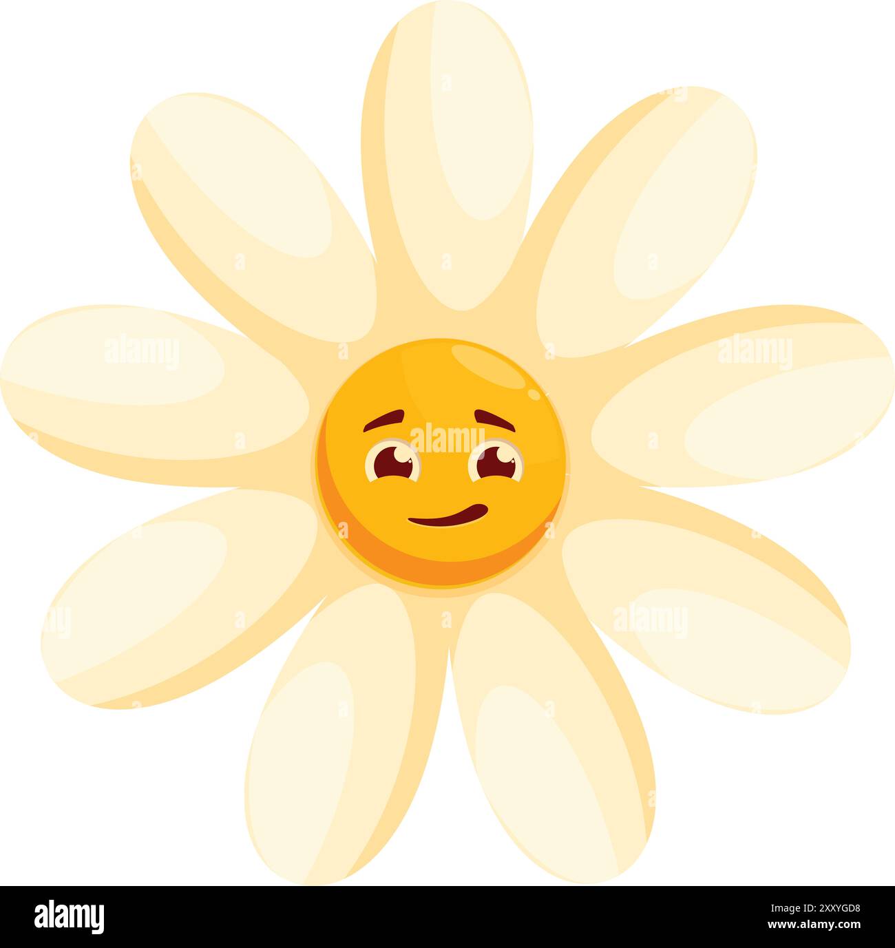 Funny daisy flower character smiling with happy face expression Stock ...