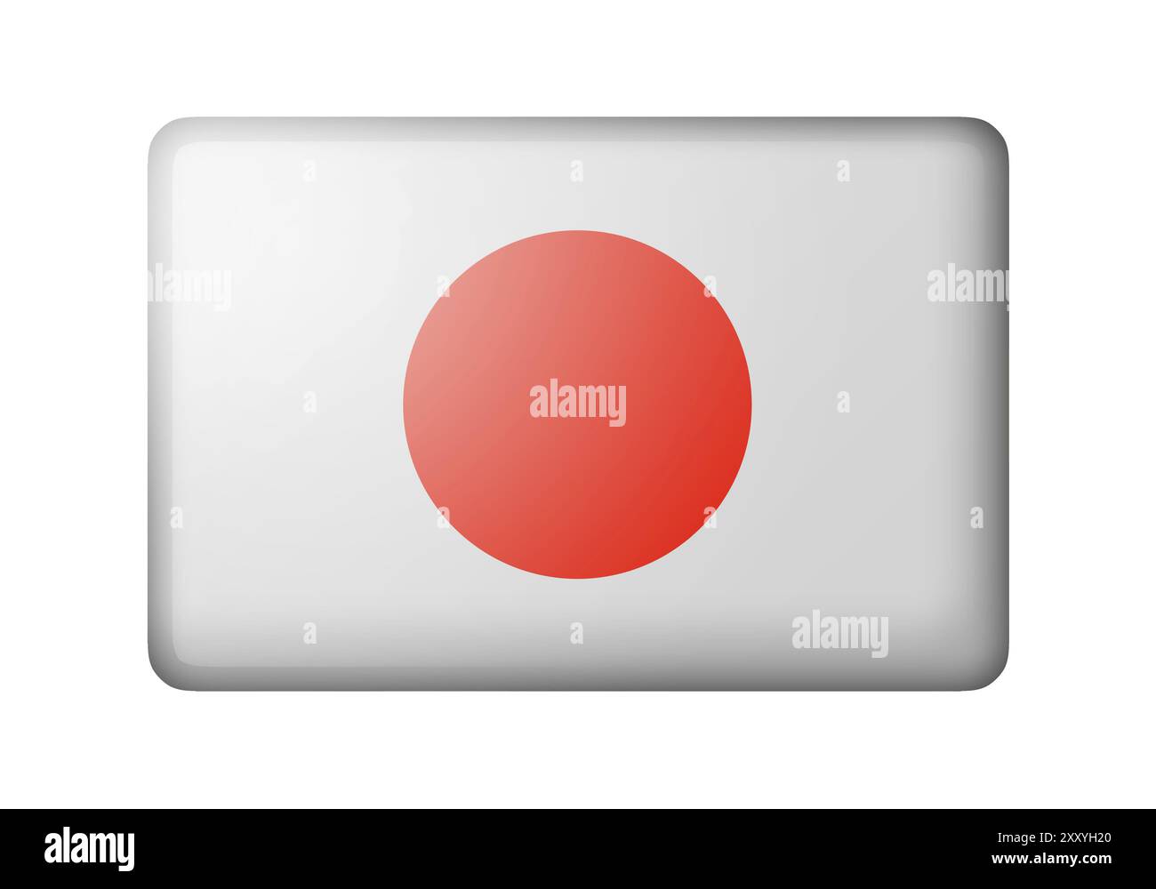 The Japan flag. Rectangular matte icon. Isolated on white background ...