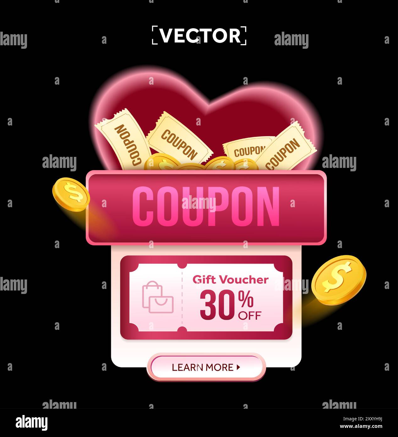 3d special pink coupon with percentage off, coupon code and golden ...