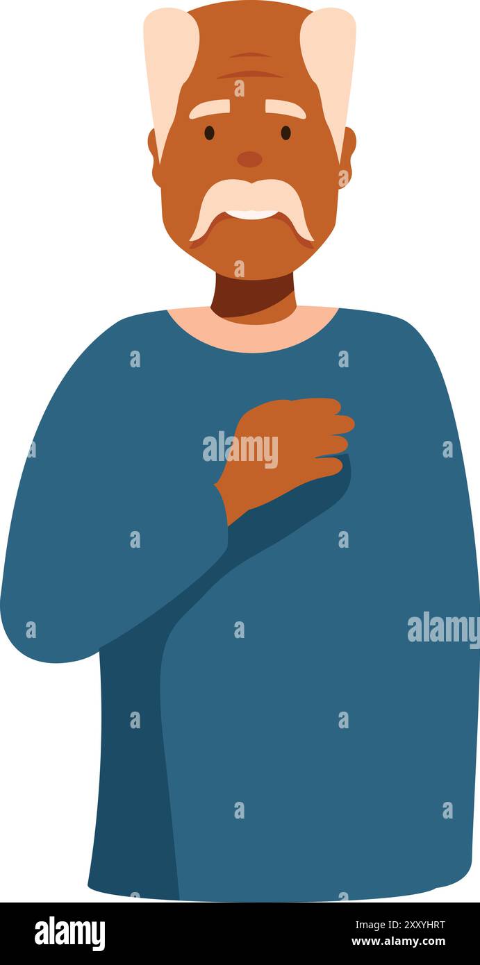 Senior african american man holding hand on chest showing respect and ...