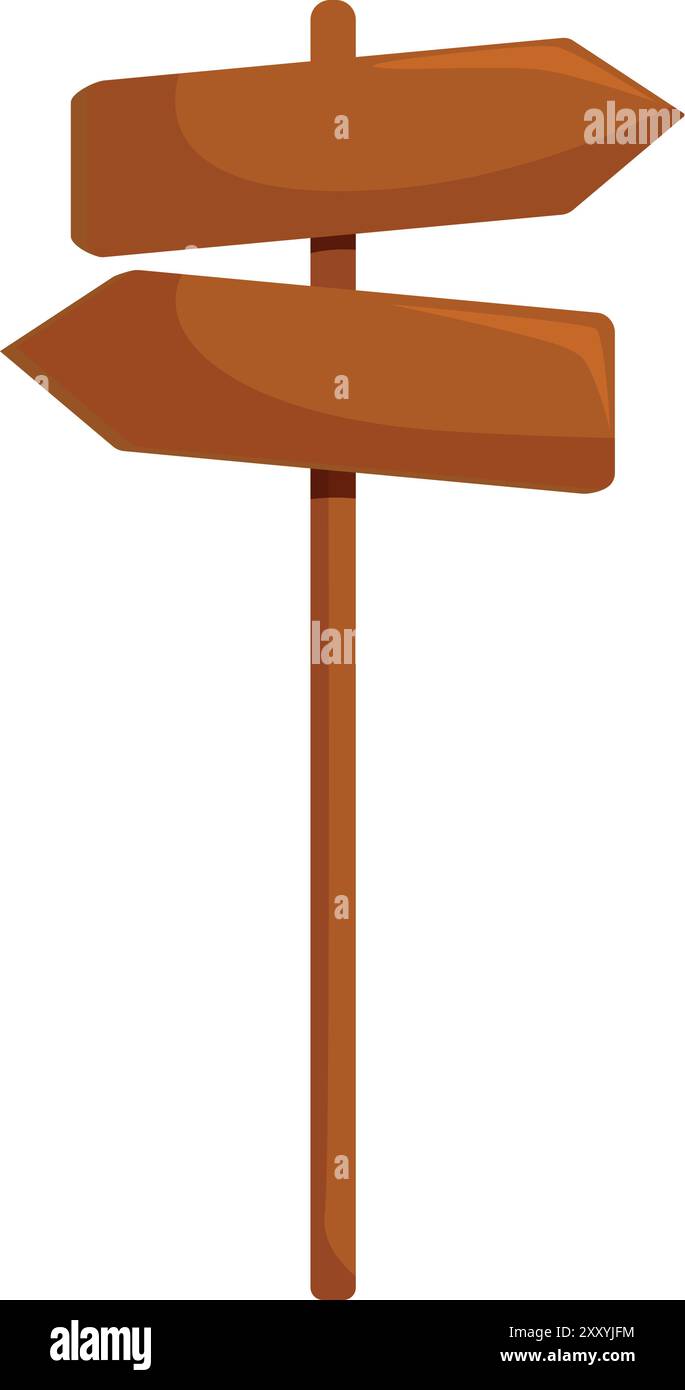 Wooden direction signpost pointing two different ways isolated on white ...