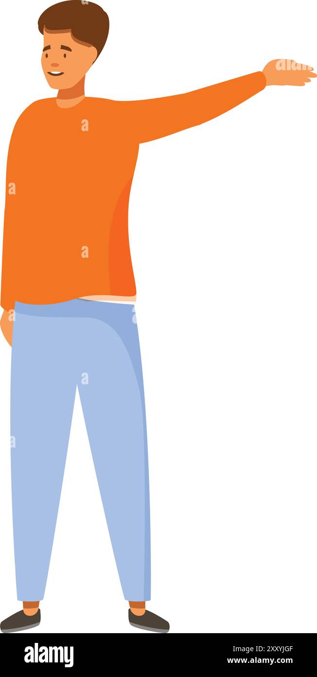 Young man pointing with hand to the side cartoon character Stock Vector ...