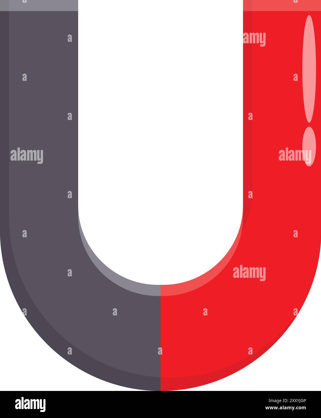 Classic horseshoe magnet is attracting metal objects with its magnetic ...