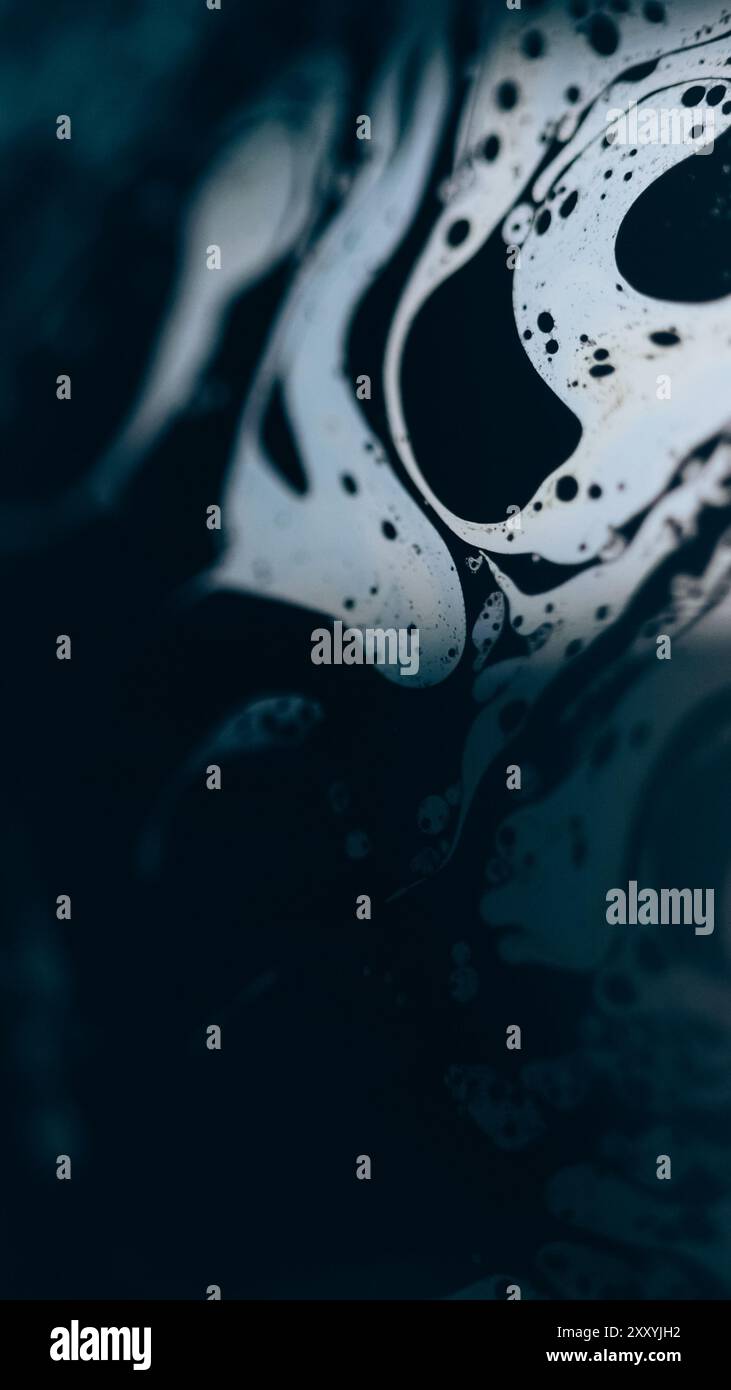 Soap foam. Bubble water. Defocused blue color oil texture emulsion ...