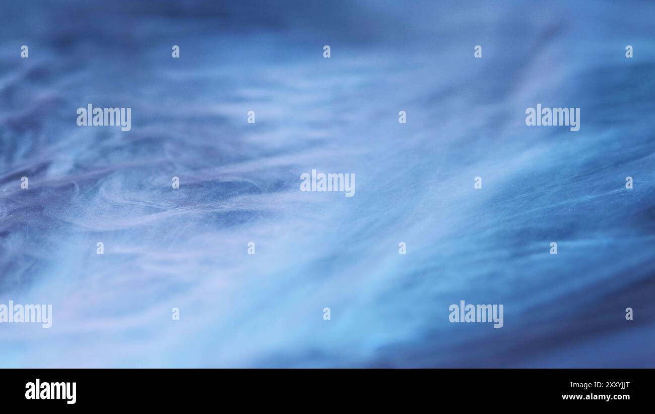 Glitter smoke. Shimmering flow. Emulsion blue paint art. Lavender mix ...