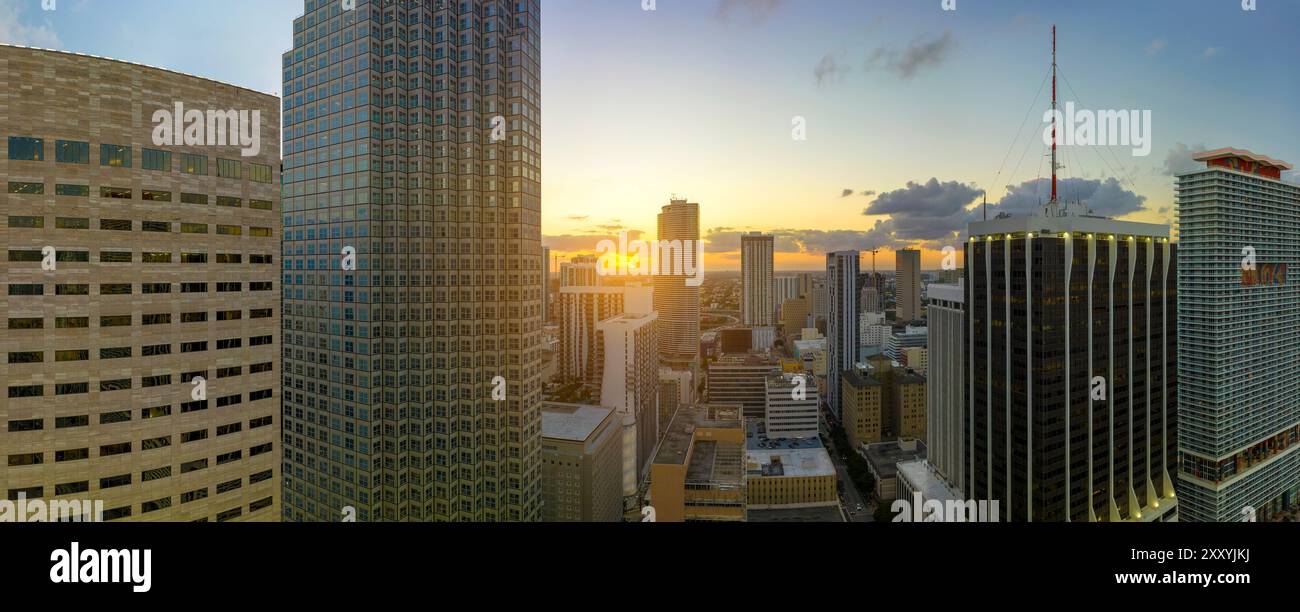 Aerial view of downtown office district of of Miami Brickell in Florida ...