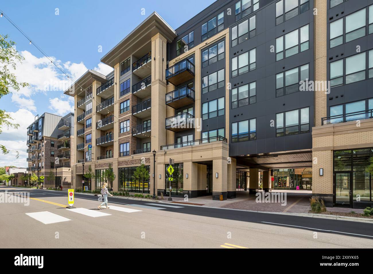 Housing development in urban area with large apartment buildings Stock ...