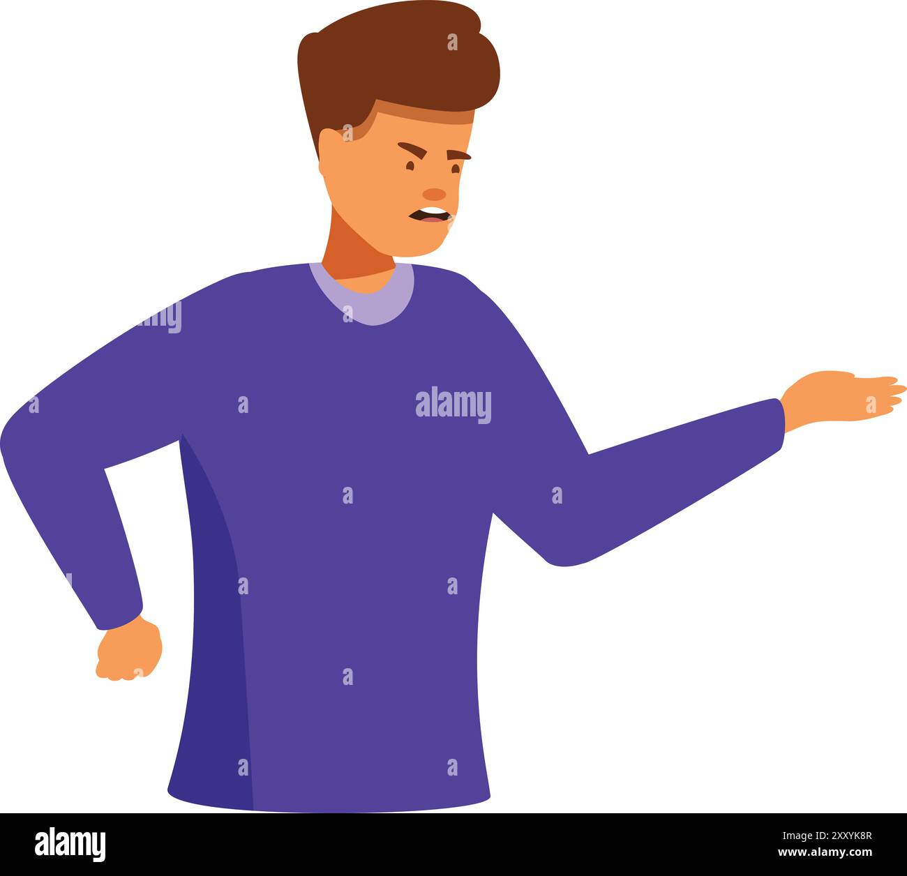Young man arguing with angry facial expression showing negative emotion ...