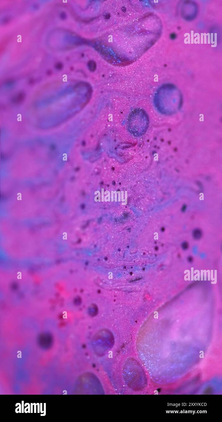 Acid liquid. Bubble ink. Defocused pink purple blue color shimmer oil ...