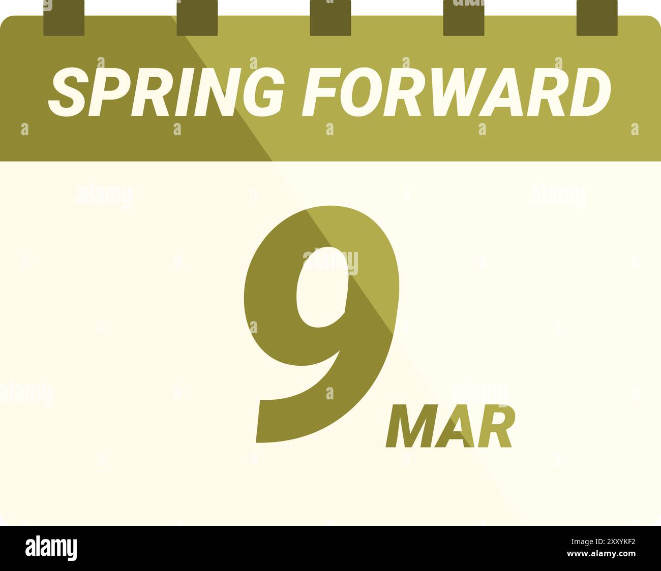 Illustration of a calendar showing march 9th, the date of the daylight ...