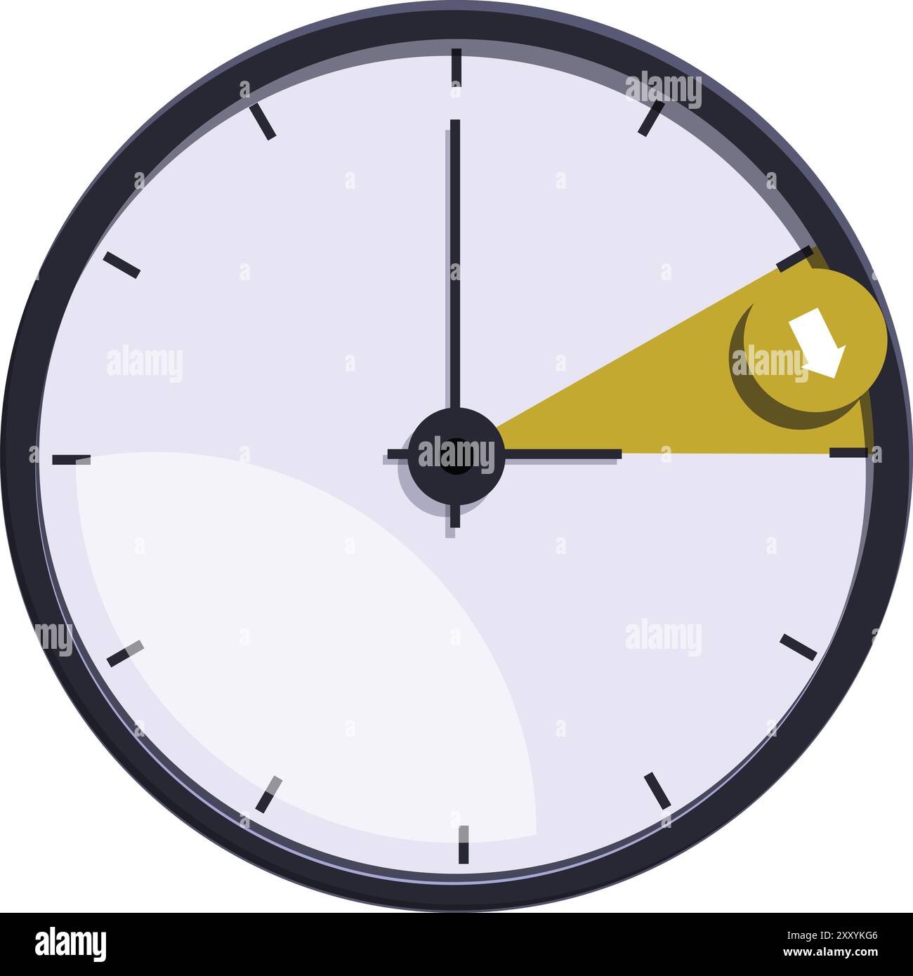 Clock is showing the time passing by with a yellow section moving ...
