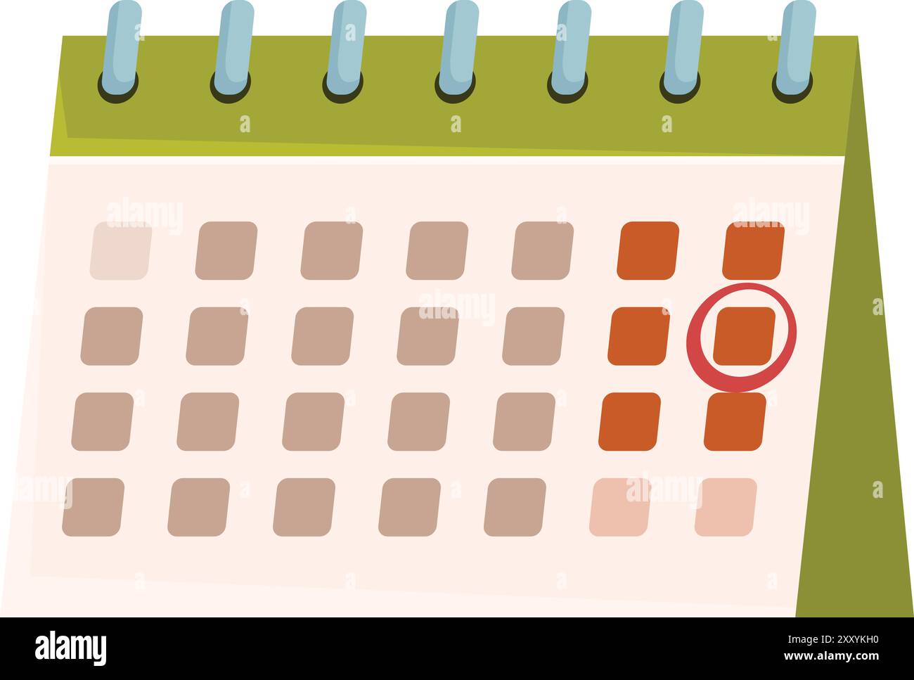 Green desk calendar showing an important date circled in red Stock ...