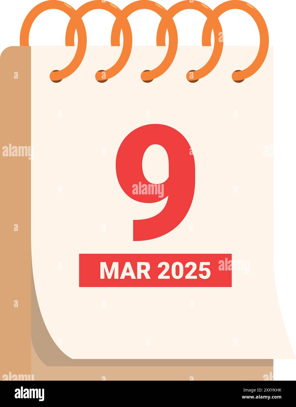 Calendar showing the ninth day of march in the year 2025 Stock Vector ...