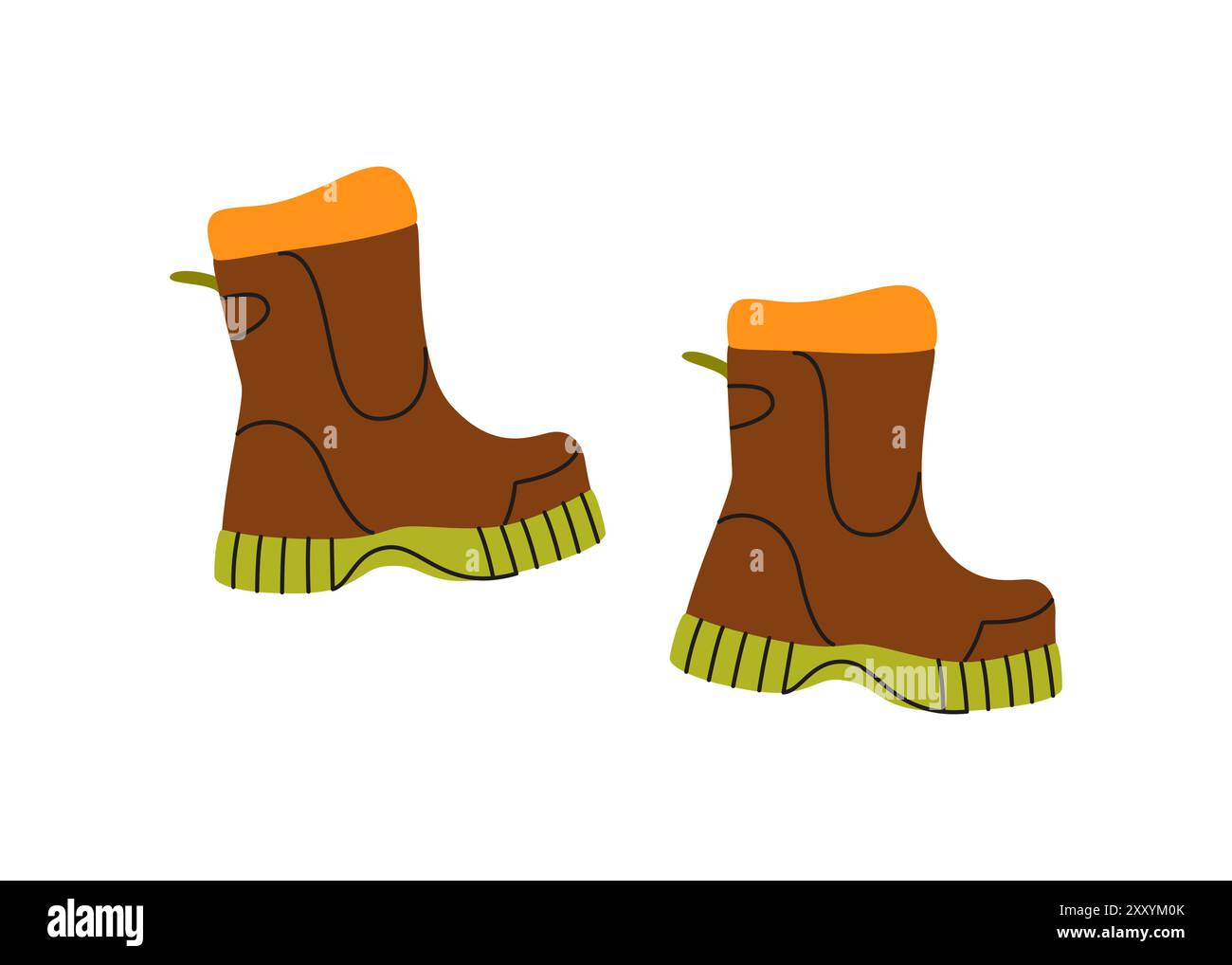 Bright green tracking rubber gumboots, protective footwear. Protection ...