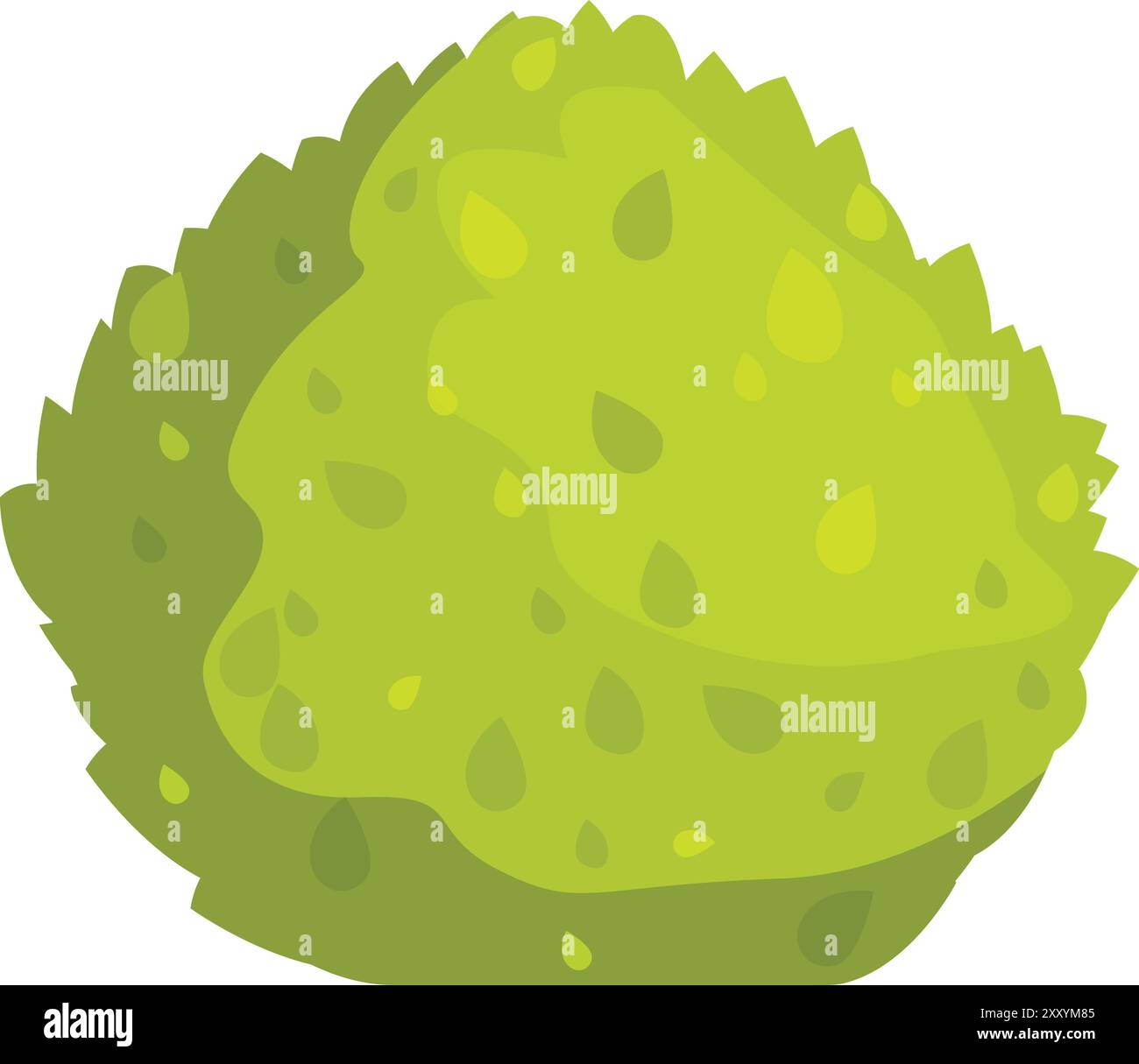 Cartoon style round decorative bush growing with lush green foliage for ...
