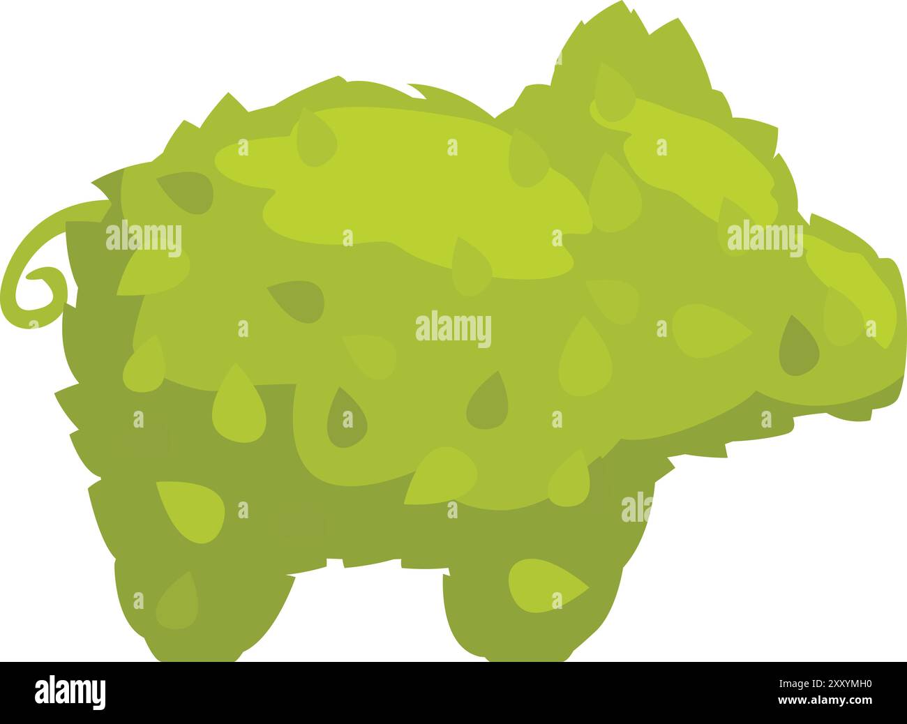 Green bush shaped like a pig standing on white background Stock Vector ...