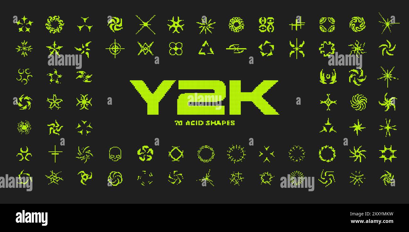 Y2K pixel style asset. 8 bit vector abstract shapes Stock Vector Image ...