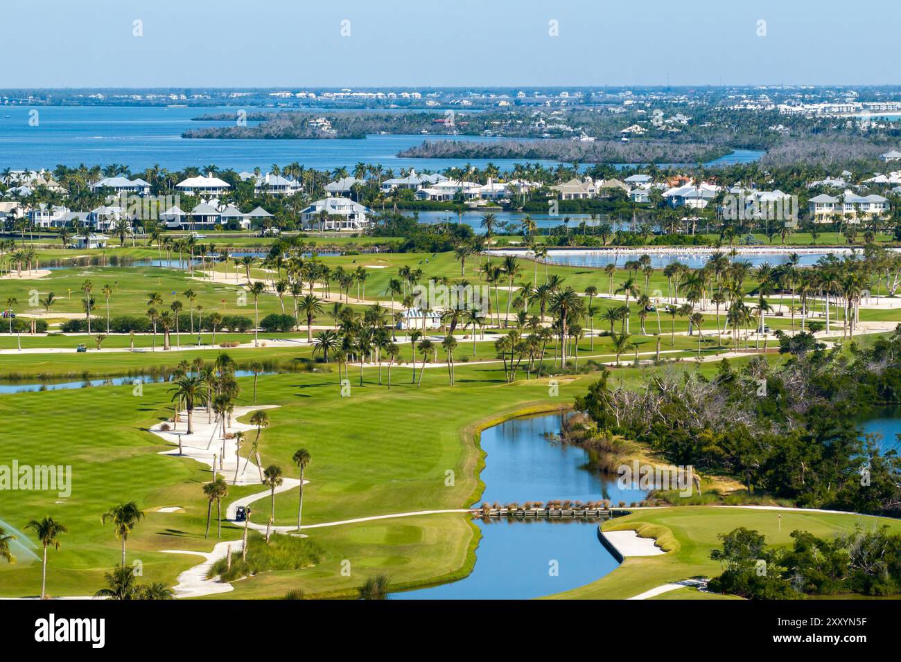 Large golf course and sports grounds with green grass in Boca Grande ...