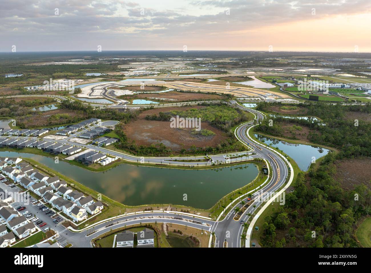 Large development area of residential housing. New suburbs ready for ...