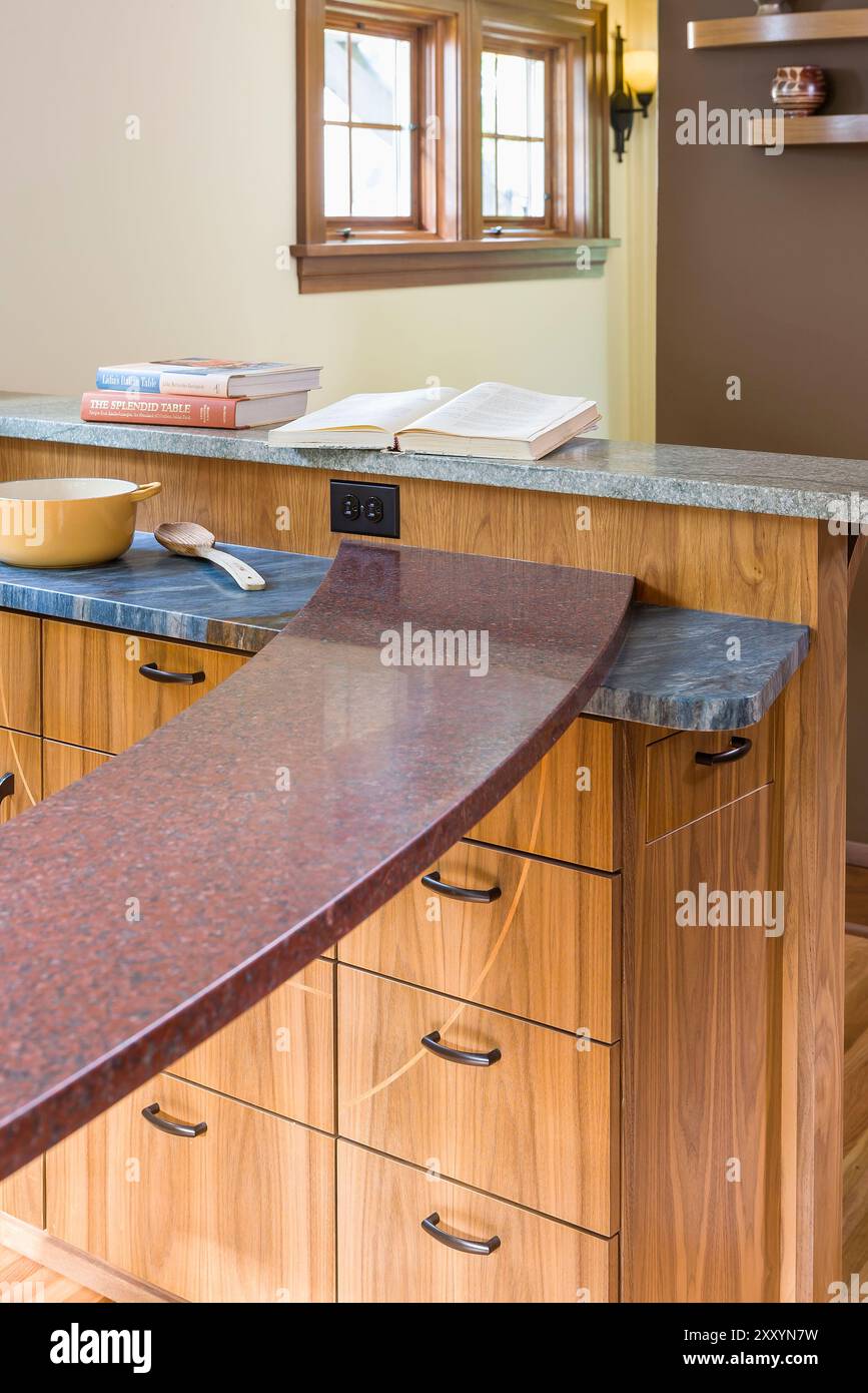 Detail of three different countertop materials used in kitchen Stock ...