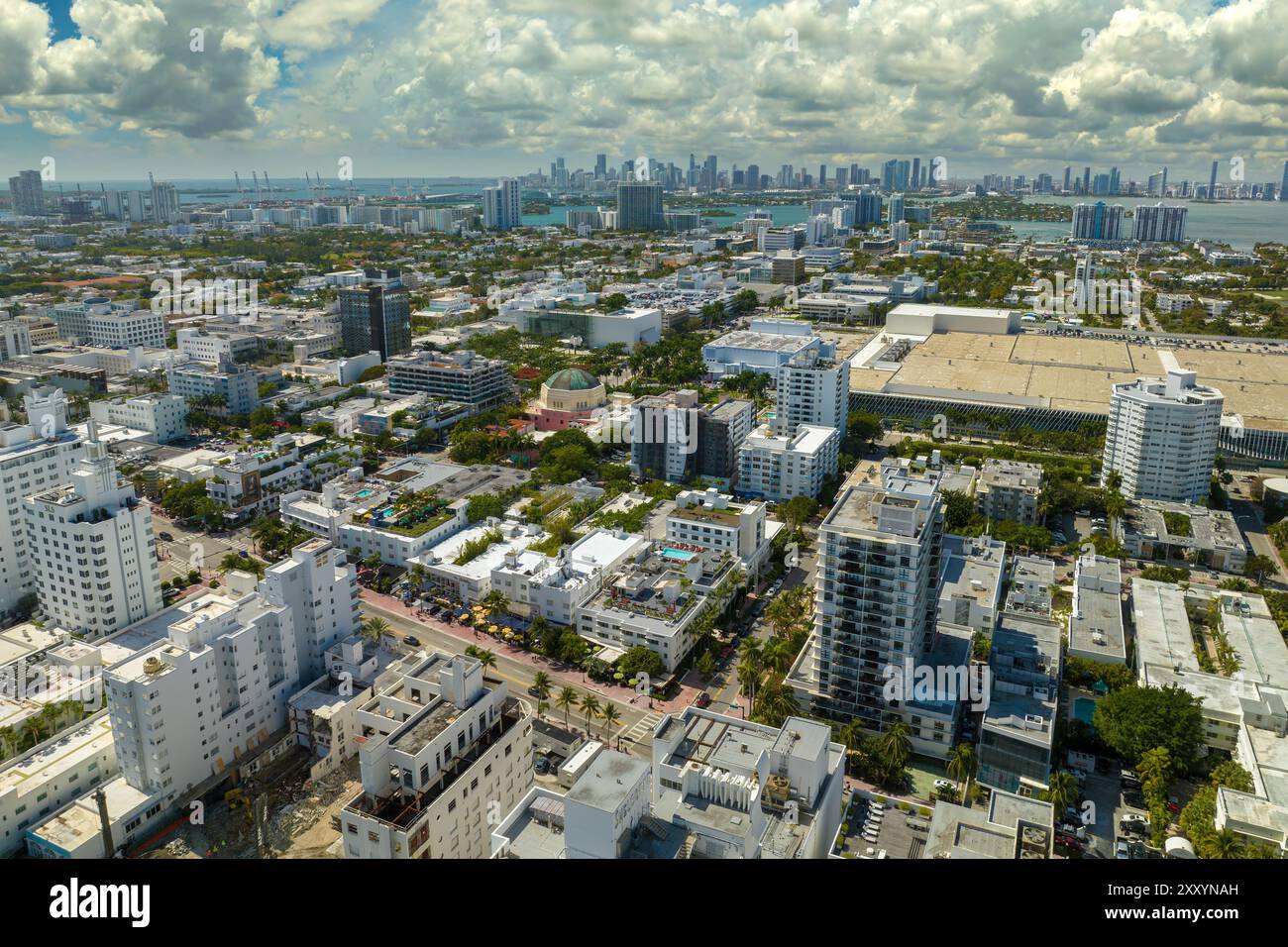 Miami Beach city American southern architecture. South Beach high ...