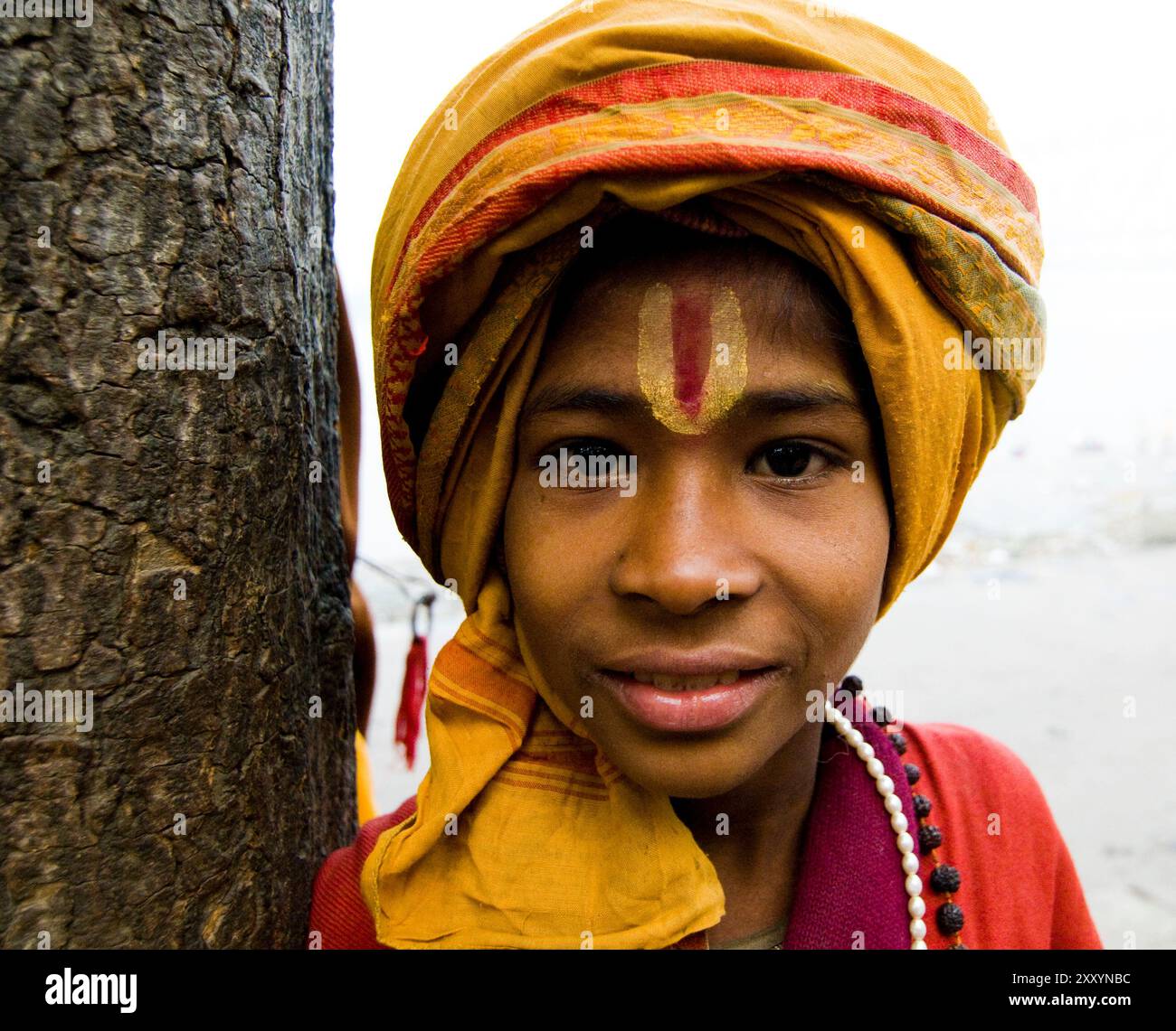 Portrait of a young sadhu taken at Mallick Ghat by the Hooghly river in ...
