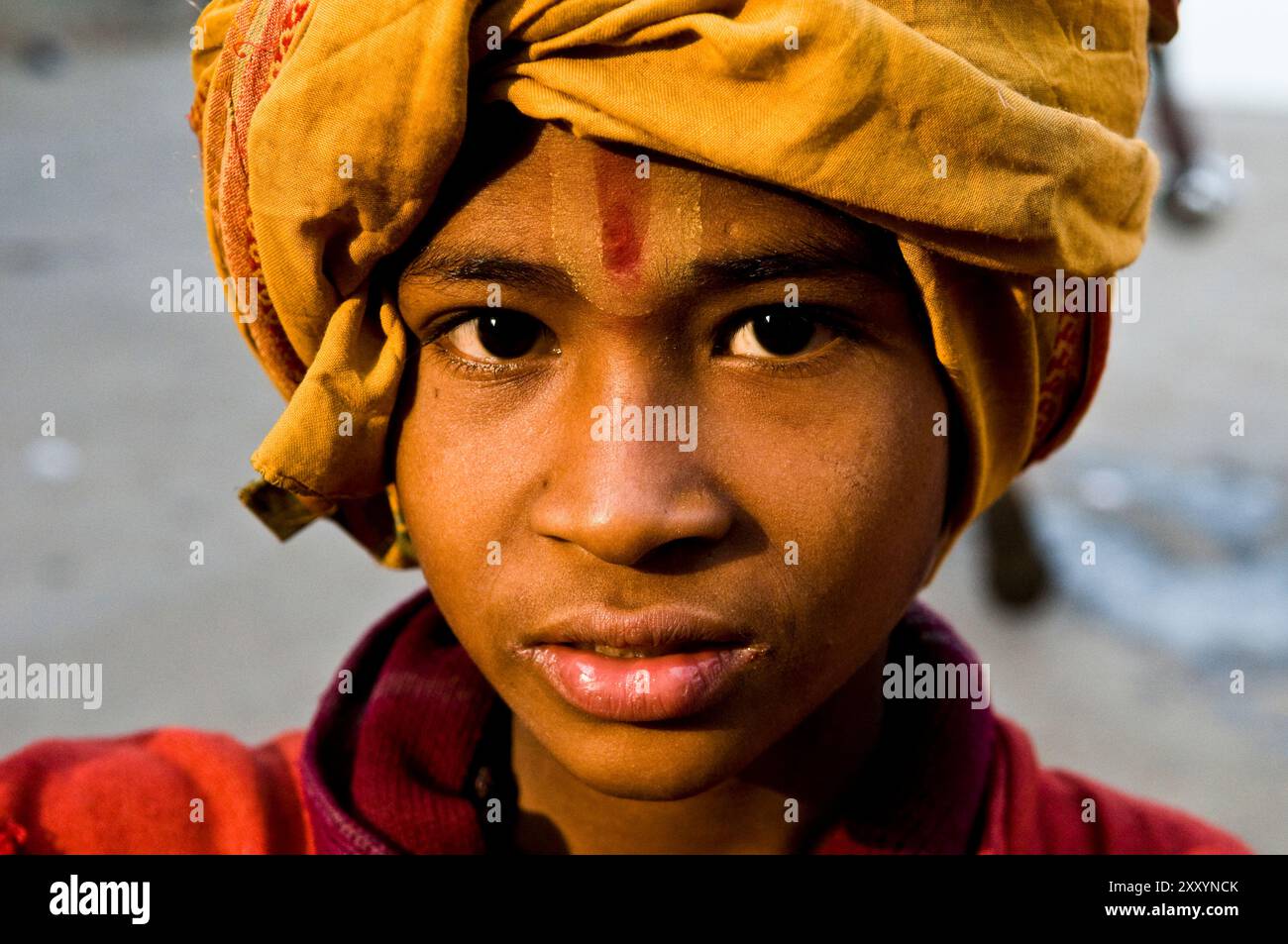 Portrait of a young sadhu taken at Mallick Ghat by the Hooghly river in ...