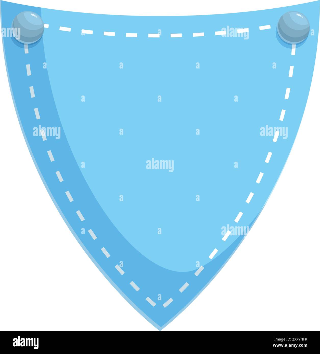 Blue patch pocket with buttons is attached with a dashed line, showing ...