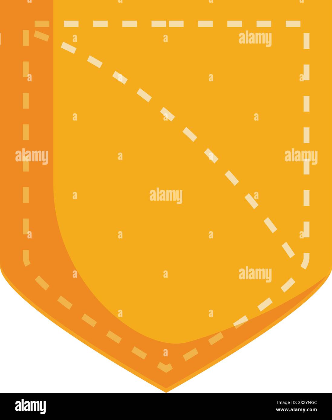 Yellow pocket with stitches for clothes is isolated on white background ...