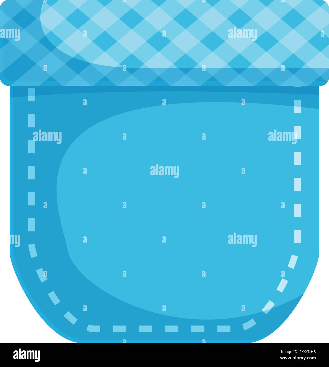 Cartoon illustration of a blue pocket with a checkered fabric detail ...
