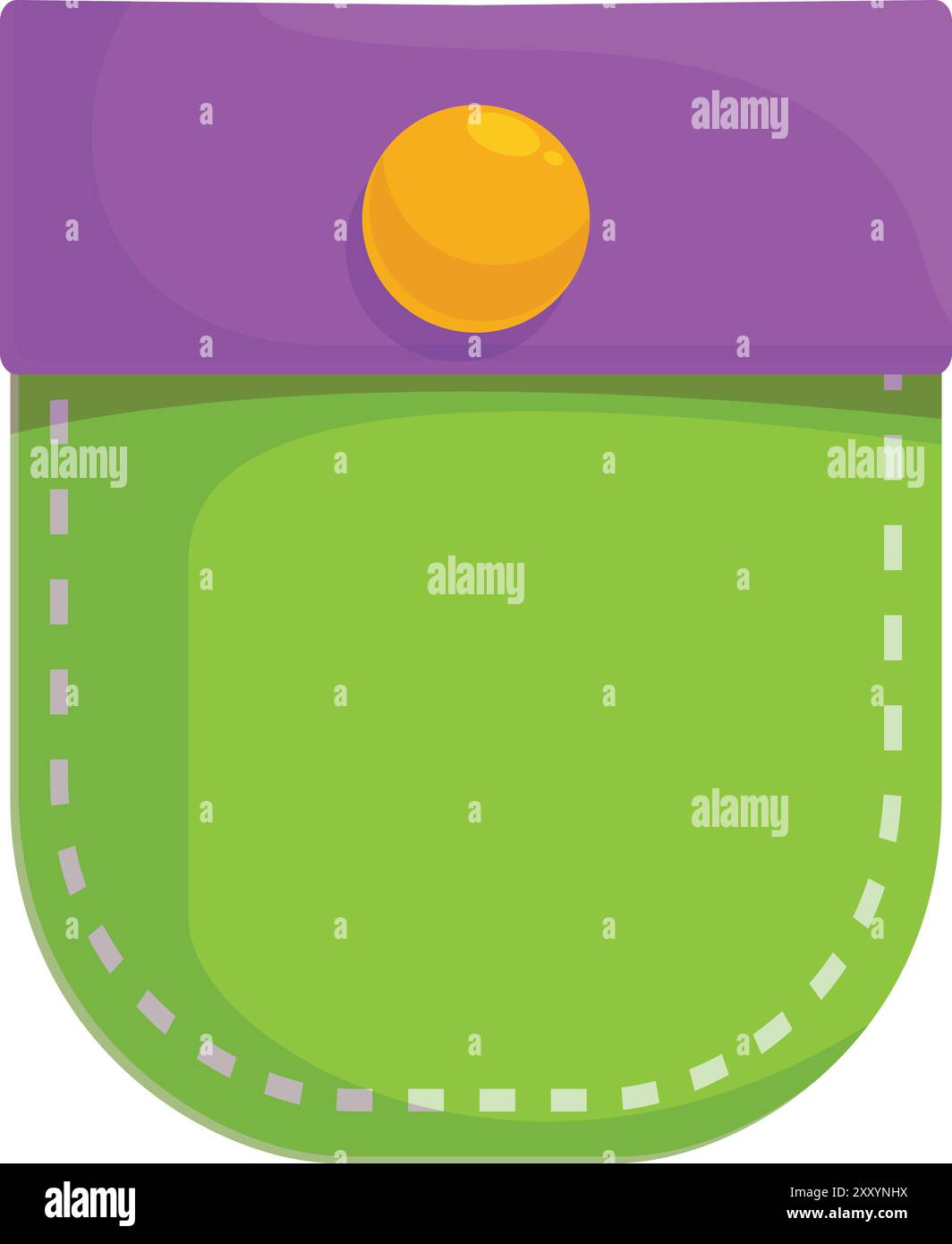 Cartoon green pocket with a button, holding something empty Stock ...