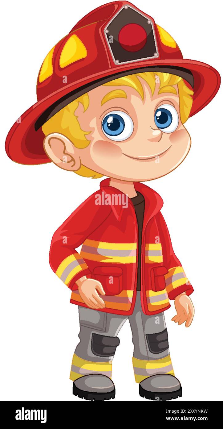 Smiling boy dressed as a firefighter Stock Vector Image & Art - Alamy