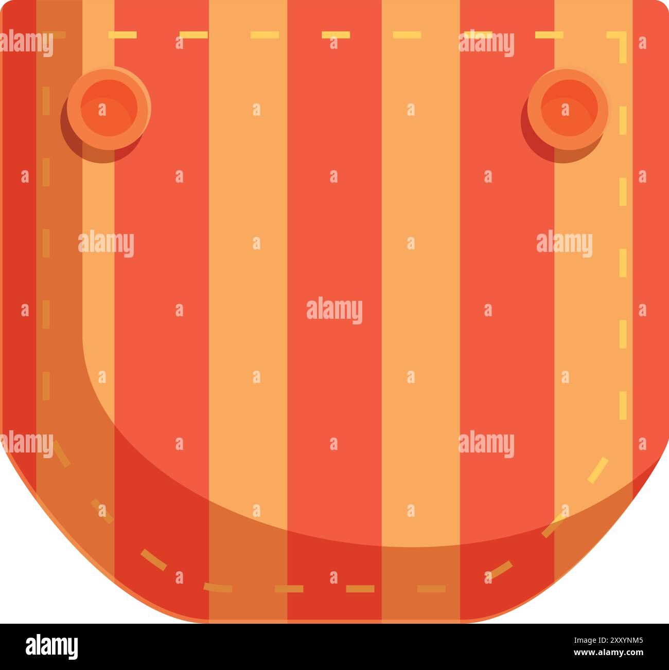 Striped pocket with buttons showing sewing details and curved shape ...