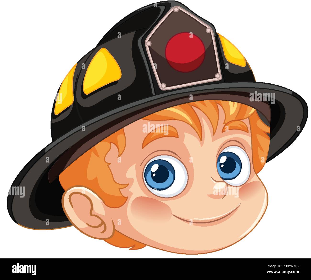 Happy child wearing a firefighter helmet Stock Vector Image & Art - Alamy