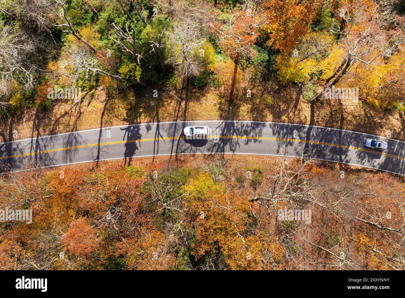 Road trip travel in Appalachian mountains. Car driving on parkway ...
