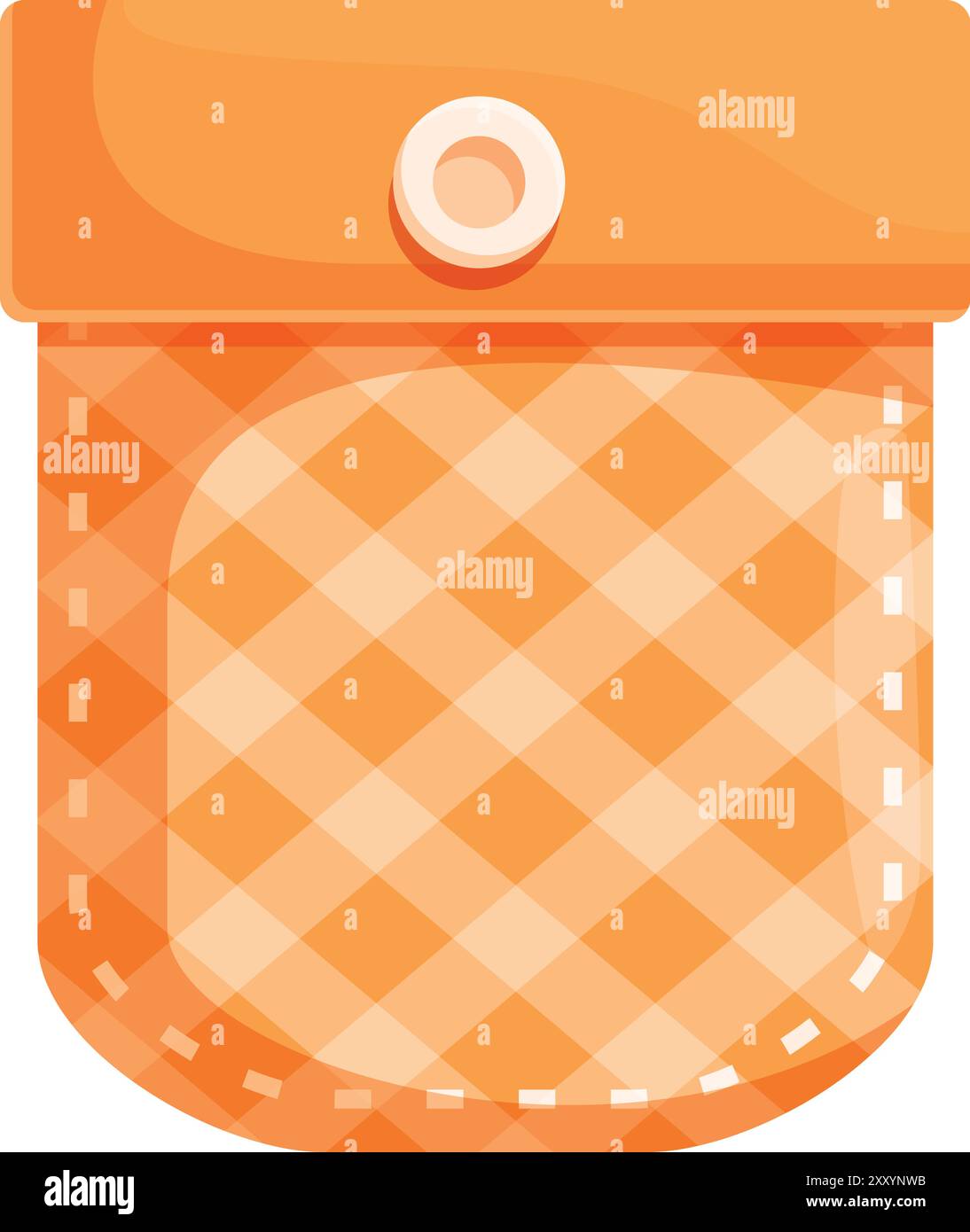 Cartoon drawing of an orange fabric pocket with a white button Stock ...