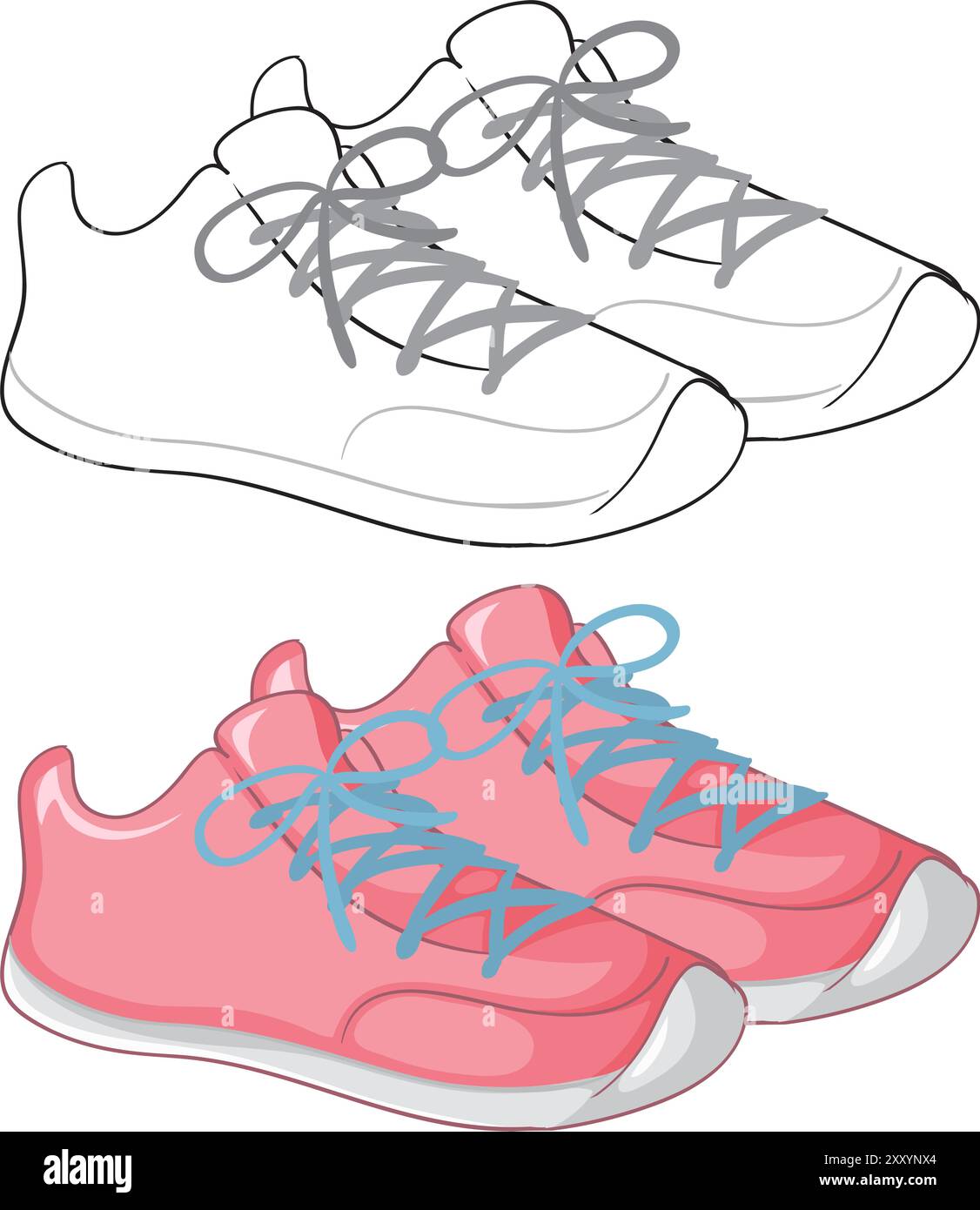 Vector illustration of sneakers in color and outline Stock Vector Image ...