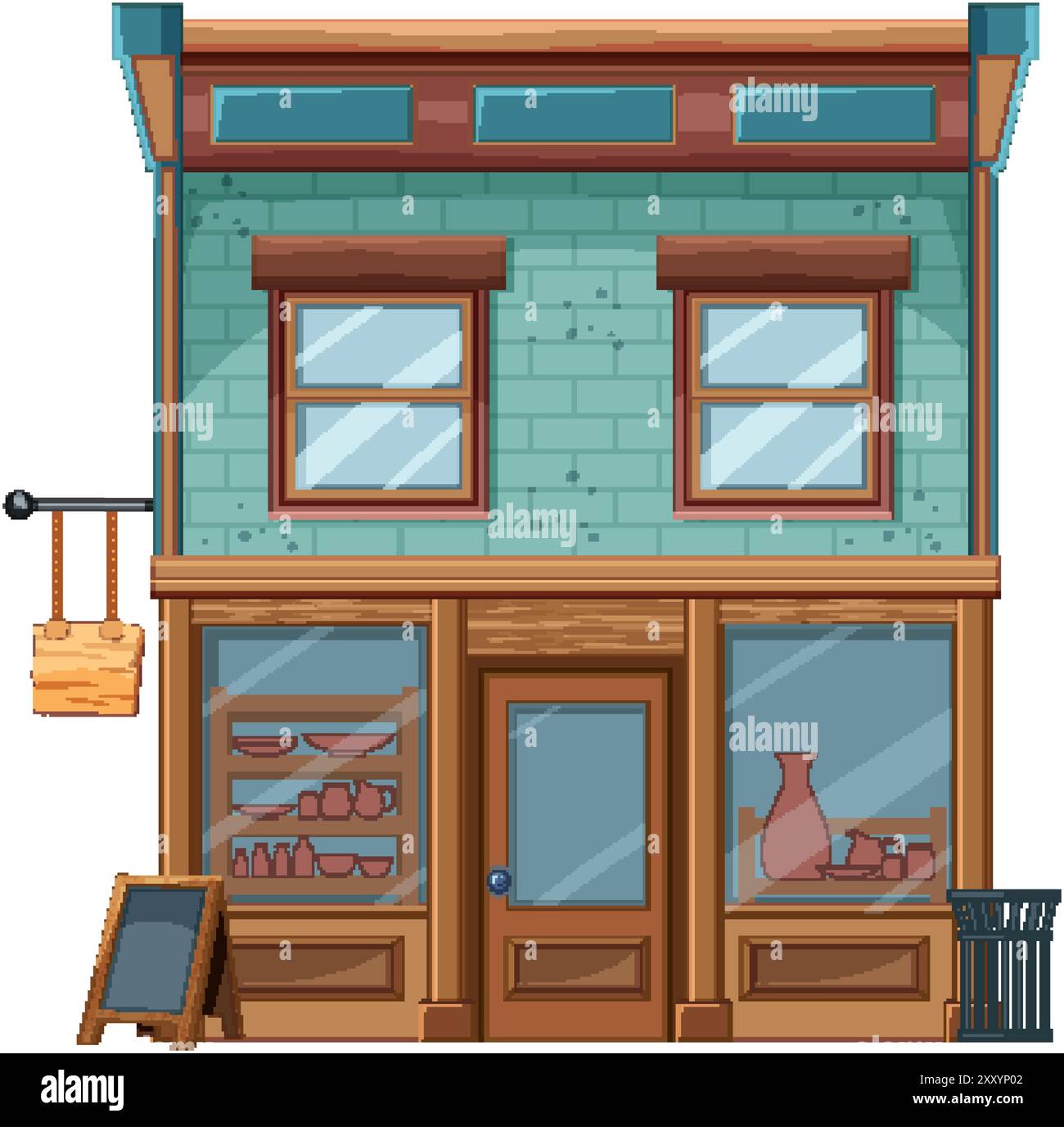 Cozy shop with pottery and wooden sign Stock Vector Image & Art - Alamy