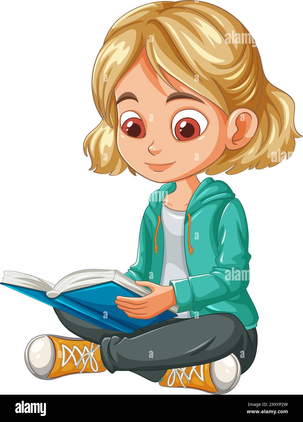 A child sitting and reading a book Stock Vector Image & Art - Alamy