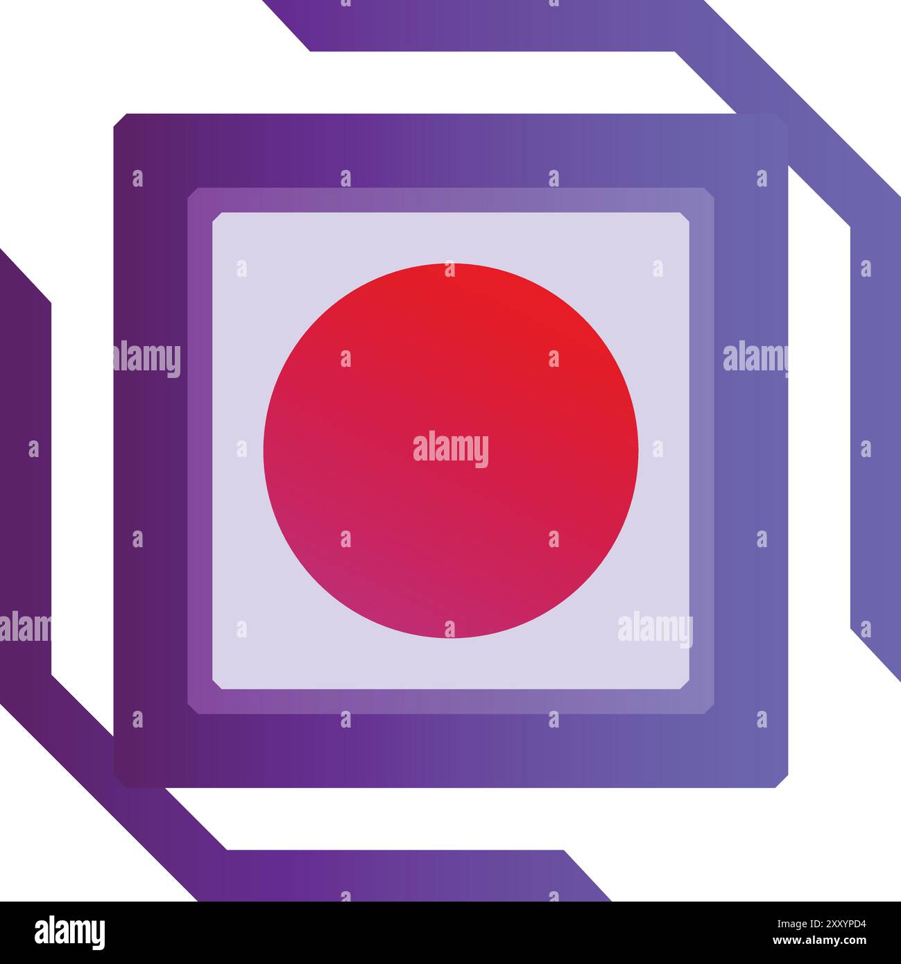 Minimalist graphic design featuring a red circle inside multiple purple ...