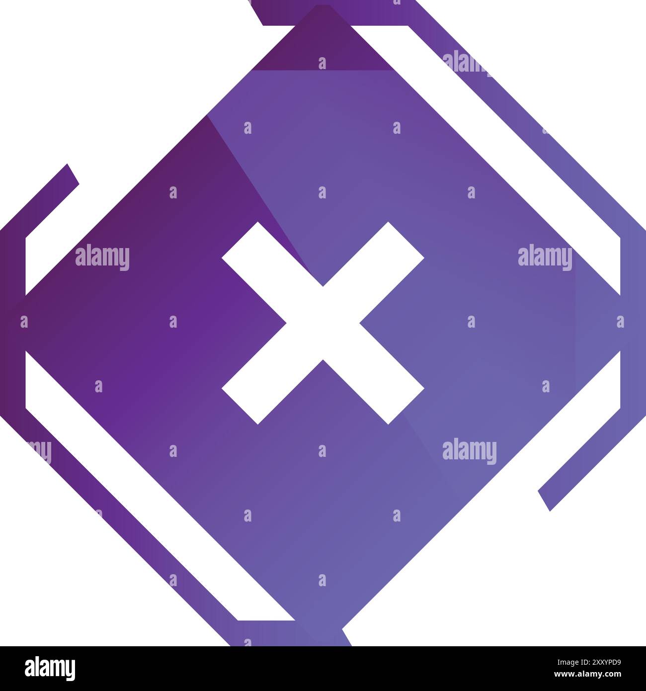 White cross mark symbol appearing on purple gradient banner with white ...