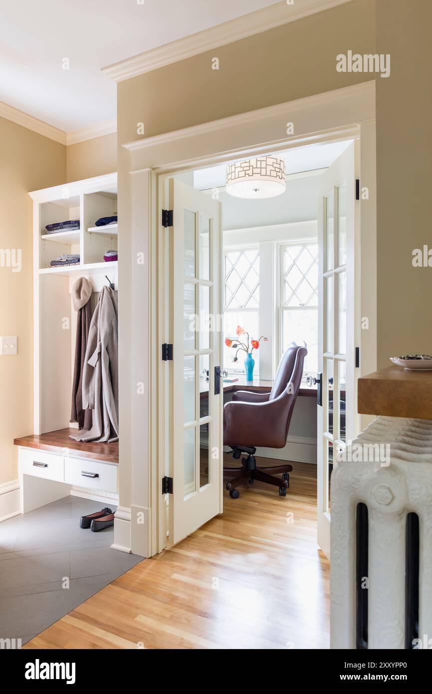 Back entrance of house showing mudroom and home office Stock Photo - Alamy
