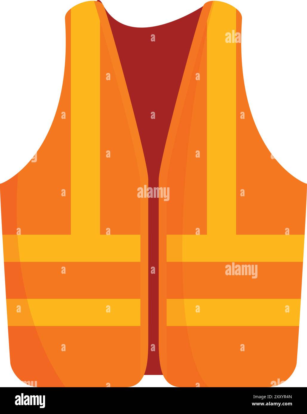 Orange reflective safety vest isolated on white background, providing ...