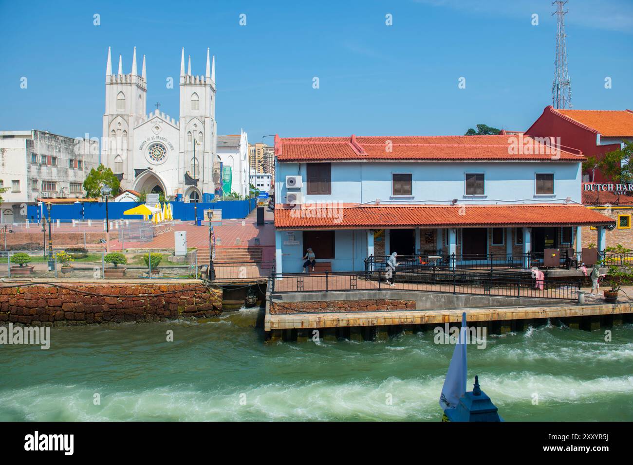 Church of St. Francis Xavier Melaka and waterfront house on Malacca ...