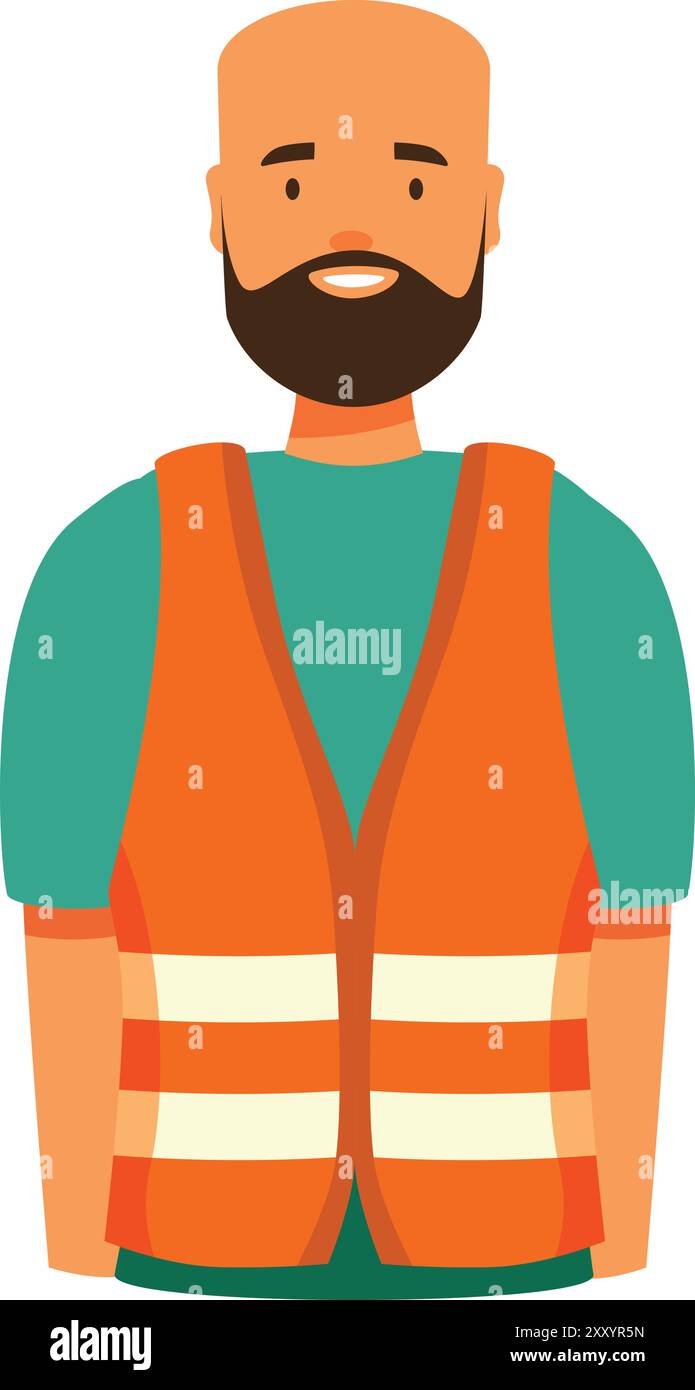 Cartoon illustration of a cheerful construction worker wearing an ...